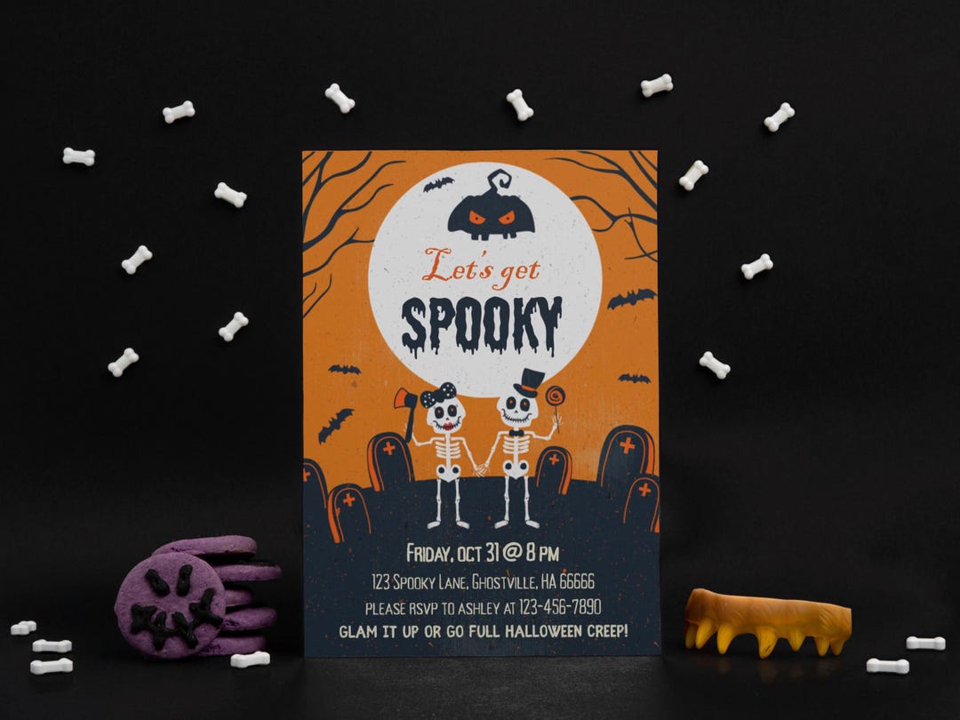 Let's Get Spooky Halloween Party Invitation, Editable Spooktacular ...