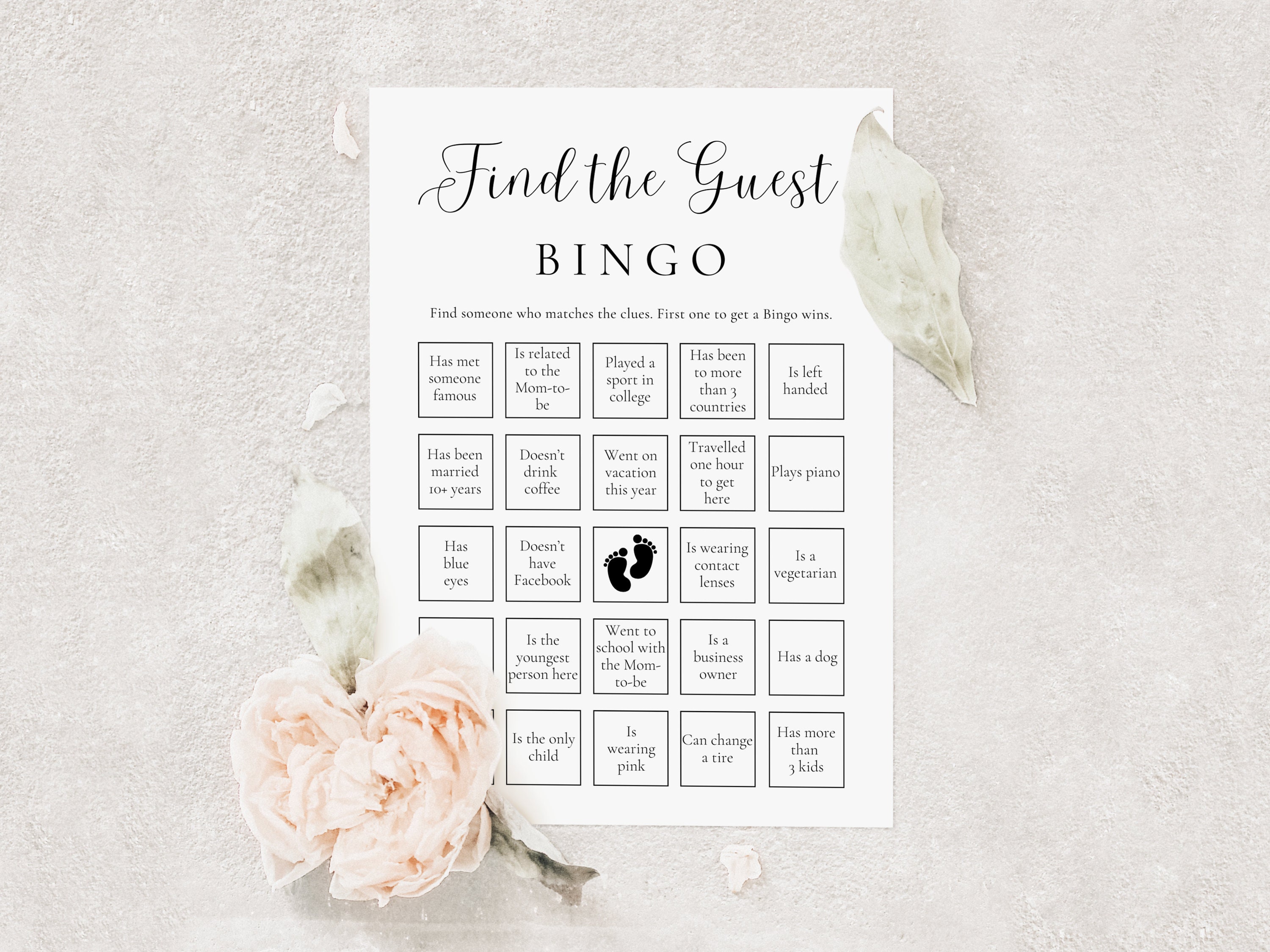 Find the Guest Bingo Baby Shower Game, Baby Shower Bingo Printable ...