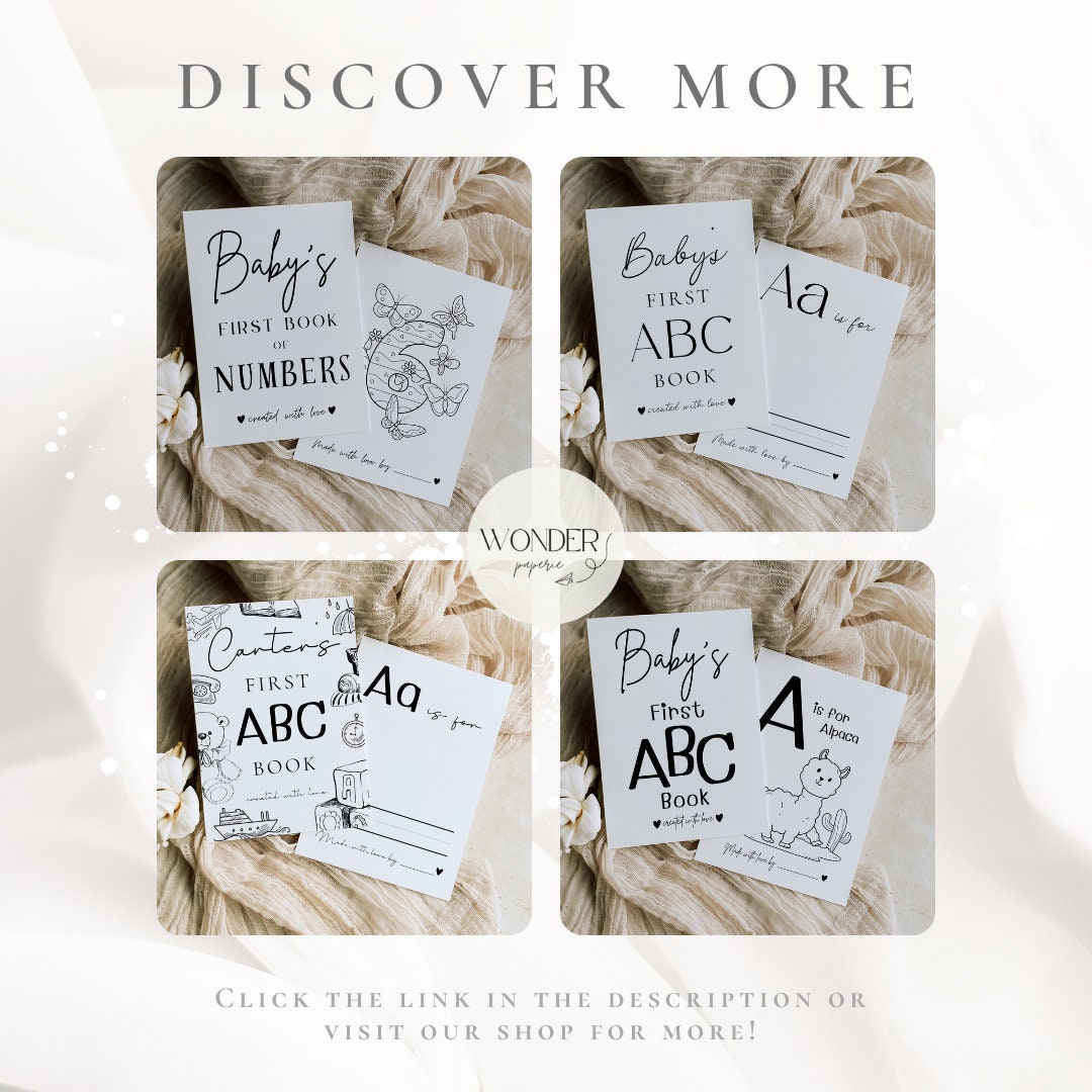 Baby Shower ABC Book, First Alphabet Book, Minimalist Baby Shower ABC ...