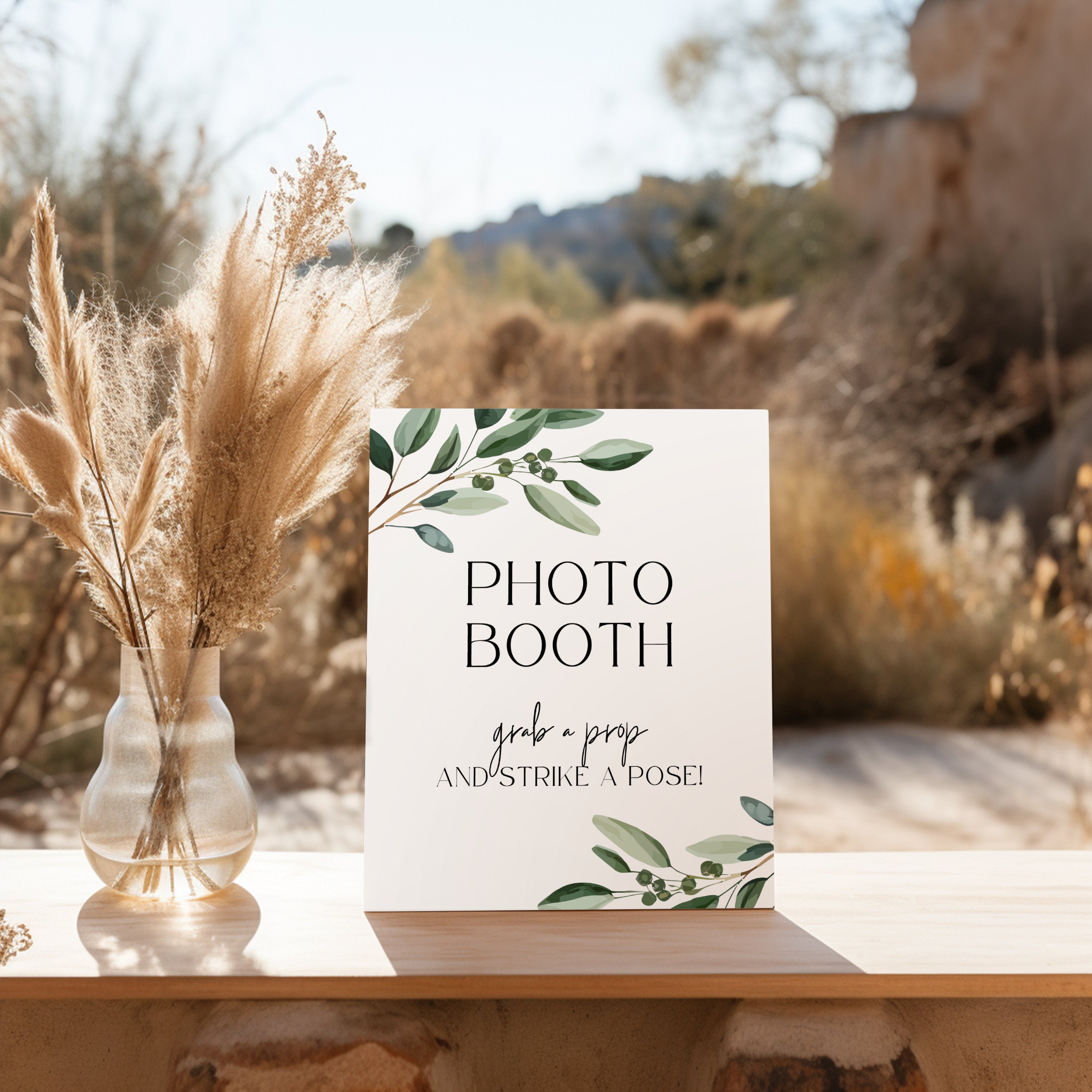 Photo Booth Sign Template Modern Photo Booth Sign Greenery - Etsy Canada