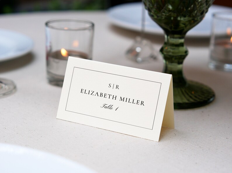 Minimal Wedding Place Cards Template, Elegant Place Card, Wedding Table ...