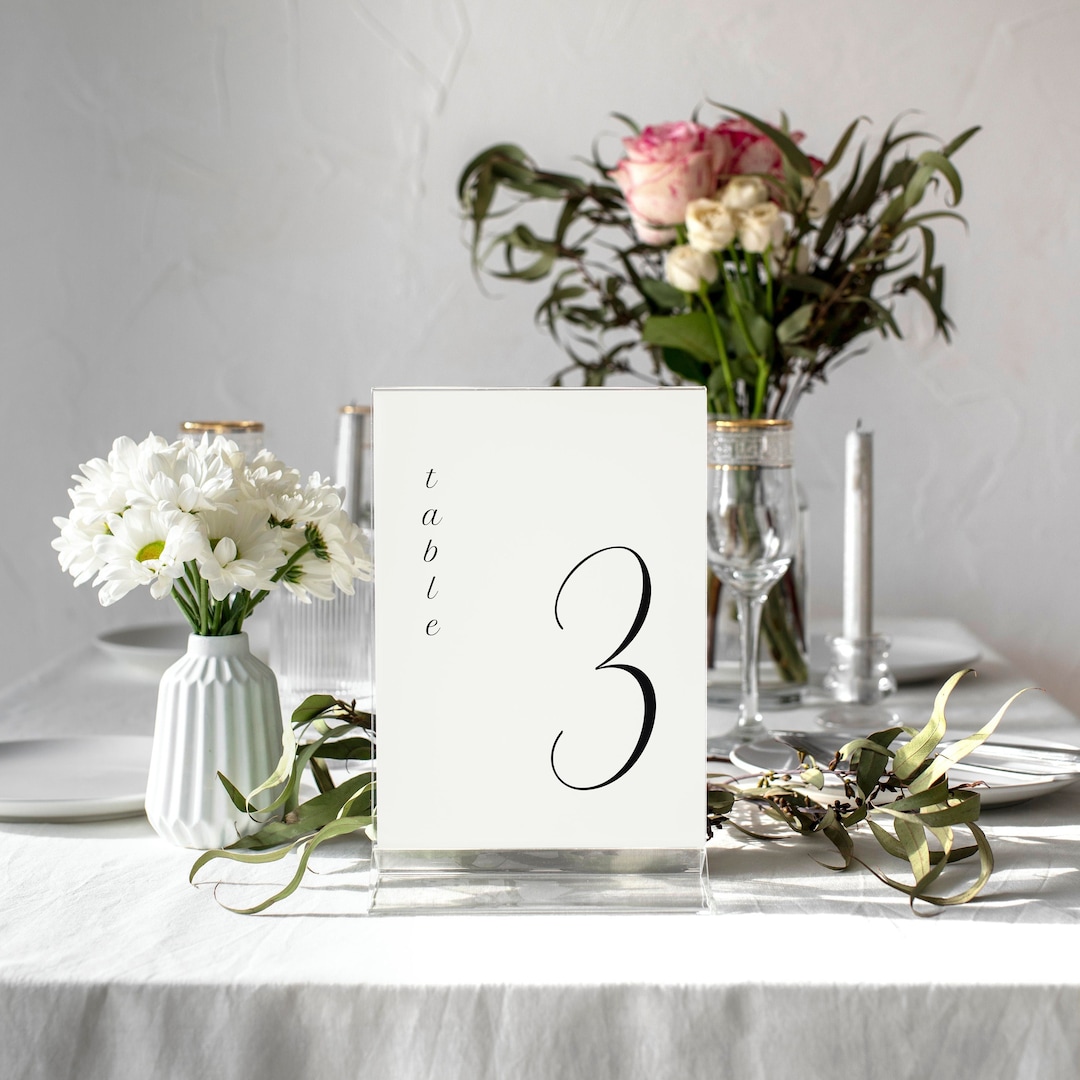 Elegant Wedding Table Number Template, Modern Wedding Table Numbers ...