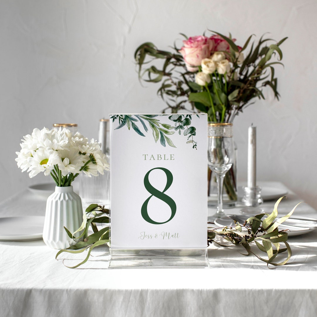 Eucalyptus Wedding Table Number Sign Template, Greenery Table Numbers ...