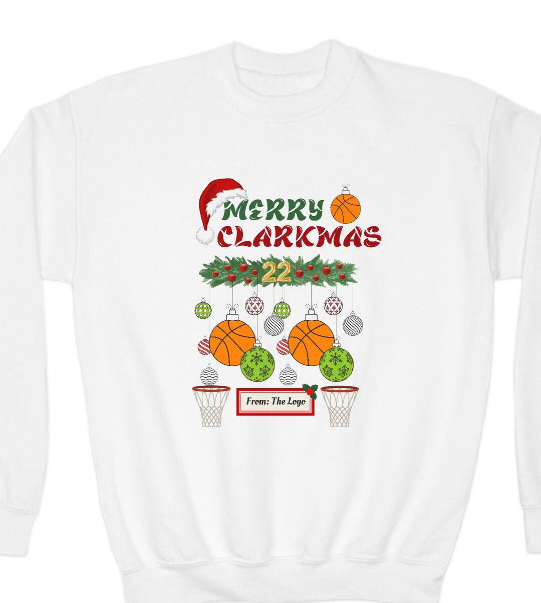 Merry Clarkmas Caitlin Clark Inspired Ugly Christmas Crewneck - YOUTH ...