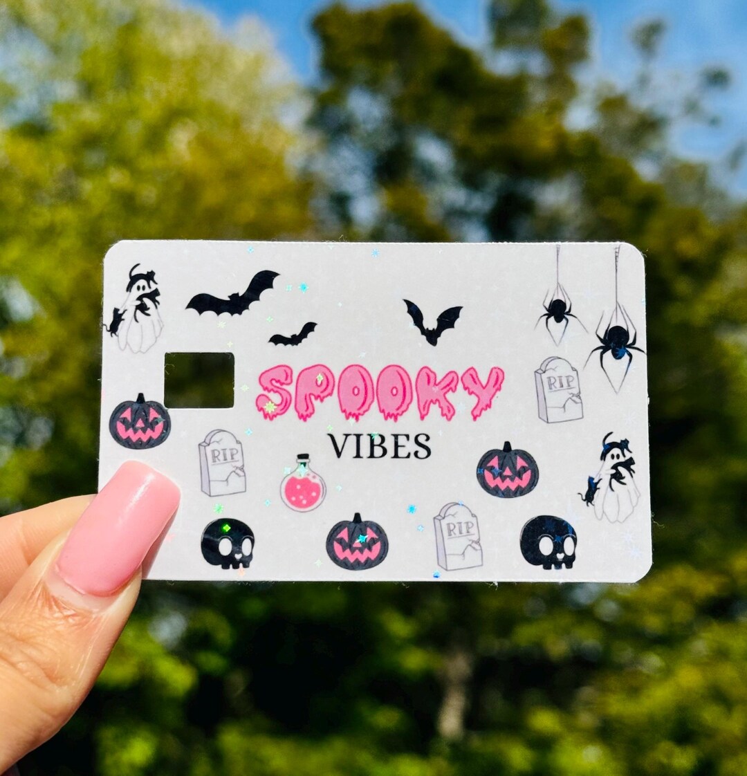 Holographic Spooky Vibes Card Sticker Halloween Credit Card Skin Spooky ...