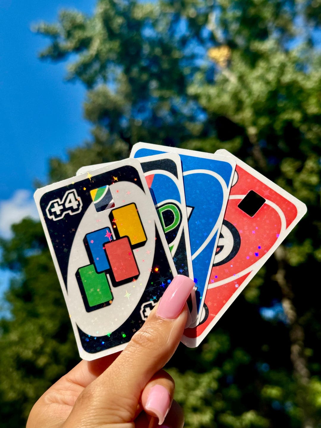 Uno Credit Card Sticker Holographic Uno Game Sticker Fun Card Game ...