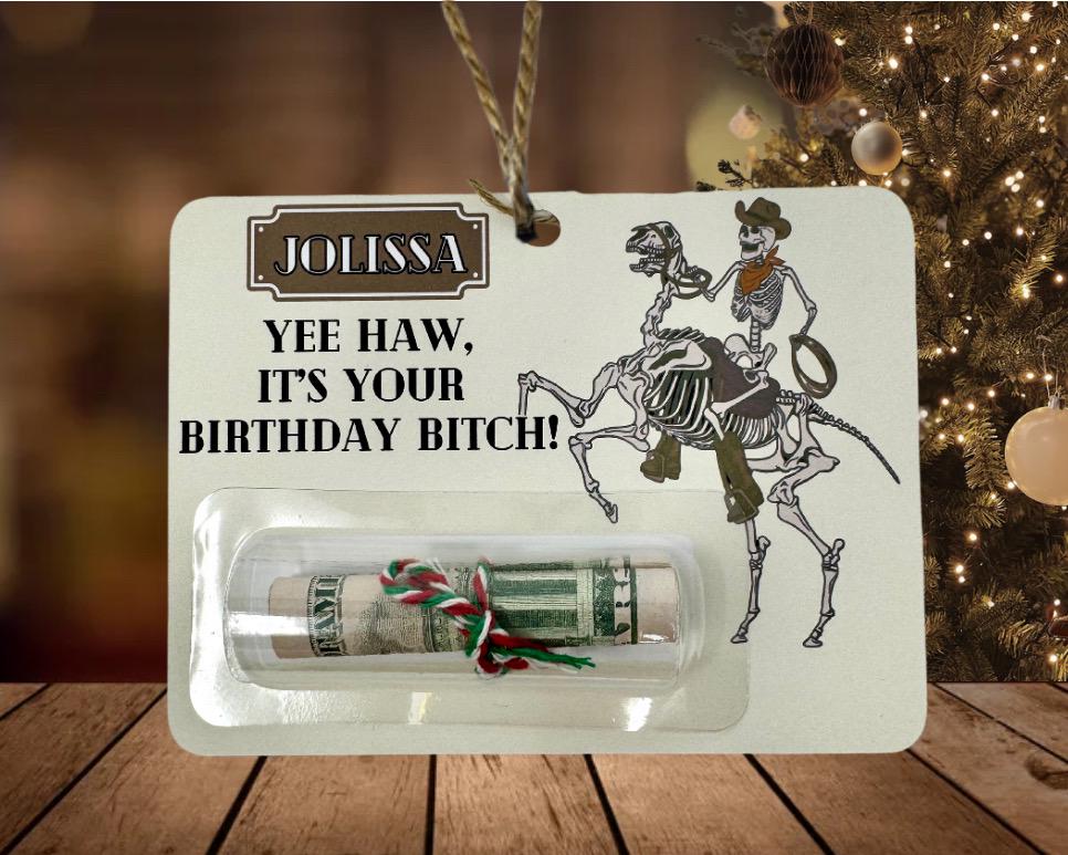 Funny Birthday Card Money Holder Skeleton Money Card Birthday Cowgirl ...