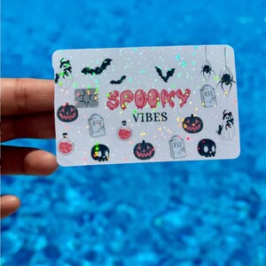 Holographic Spooky Vibes Card Sticker Halloween Credit Card Skin Spooky ...