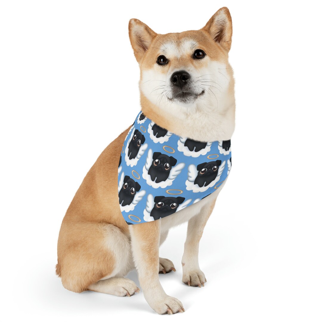 Pug Angel With Wings and a Halo on Cloud Pet Bandana Collar - Etsy
