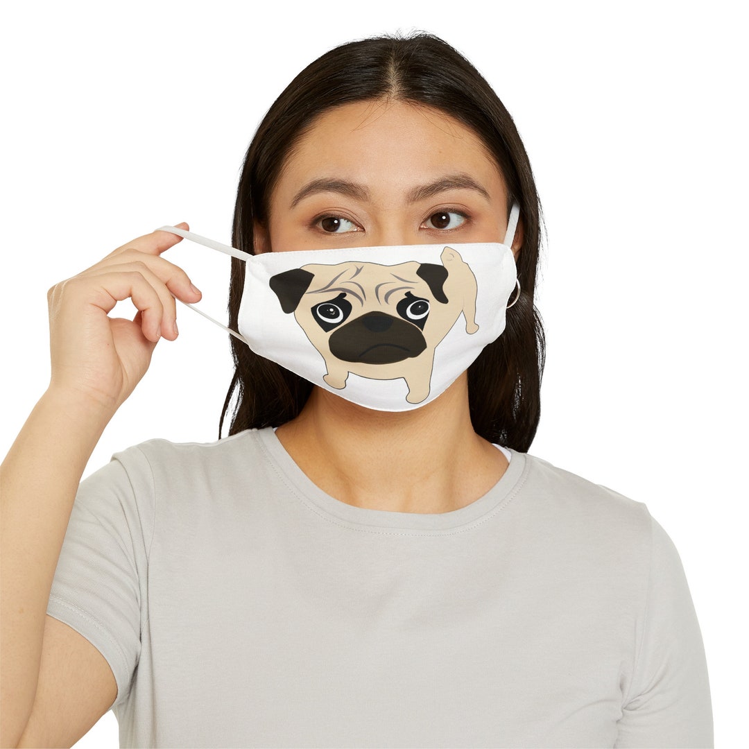 A Pug With Teary Eyes Snug-fit Fabric Face Mask - Etsy