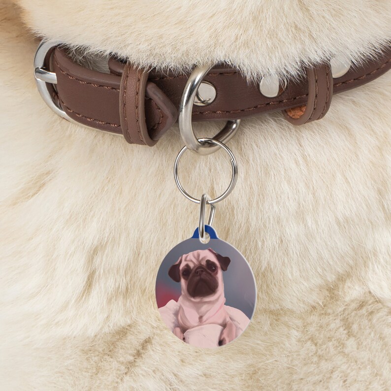 Pug Sitting on a Pillow Pet Tag - Etsy