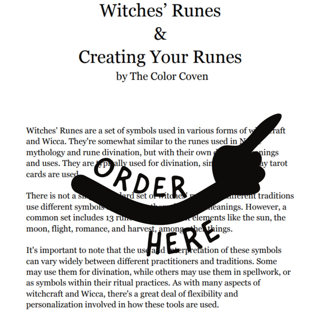 Witches' Runes PDF File Guidebook How to Interpret Runes How to Make Your Own Rune Sets by Color ...
