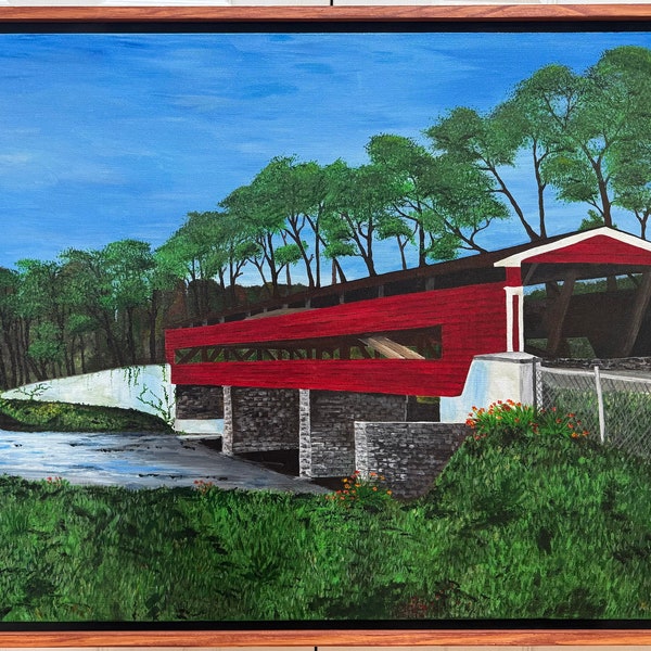 Red Covered Bridge - Etsy