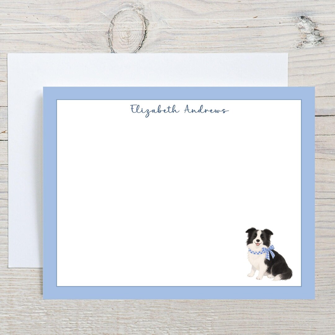Custom Border Collie Note Cards, Personalized Dog Notecard Set ...