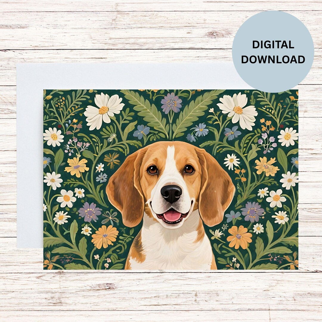Printable Beagle Notecards Blank Digital Dog Cards Printable Beagle Dog ...