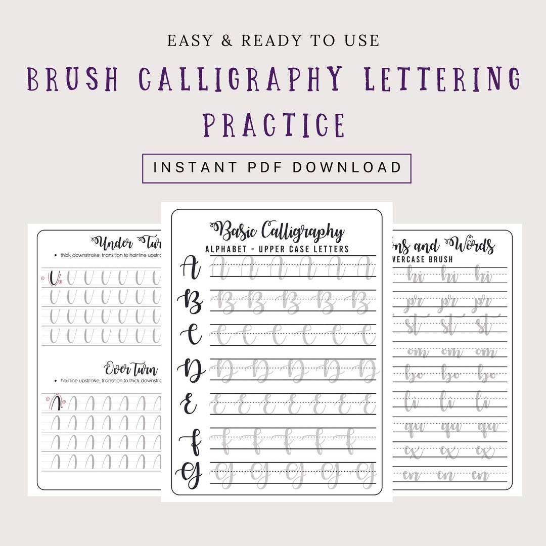 Learn Modern Calligraphy, Printable Hand Lettering Worksheet, Brush ...