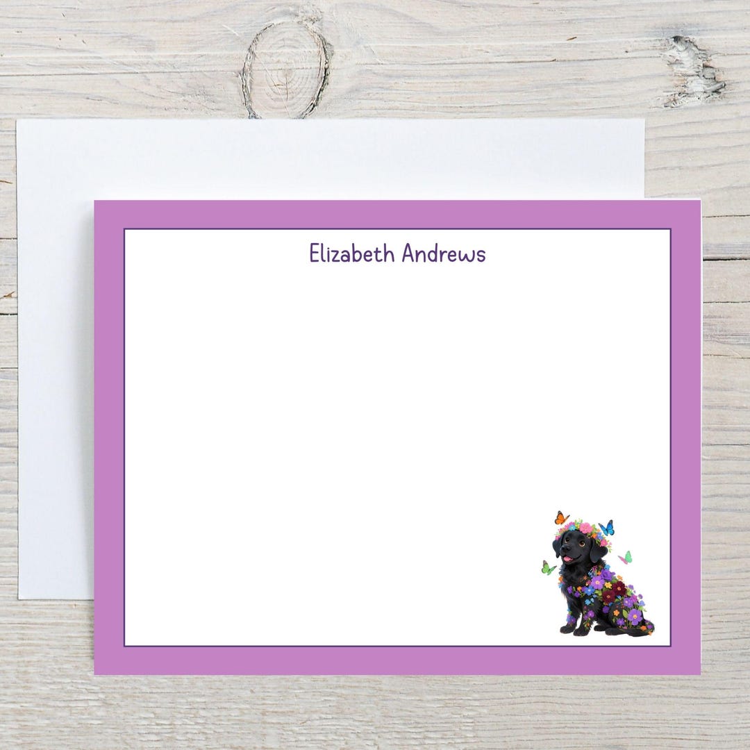 Custom Black Labrador Retriever Dog Note Cards Set, Personalized Dog ...