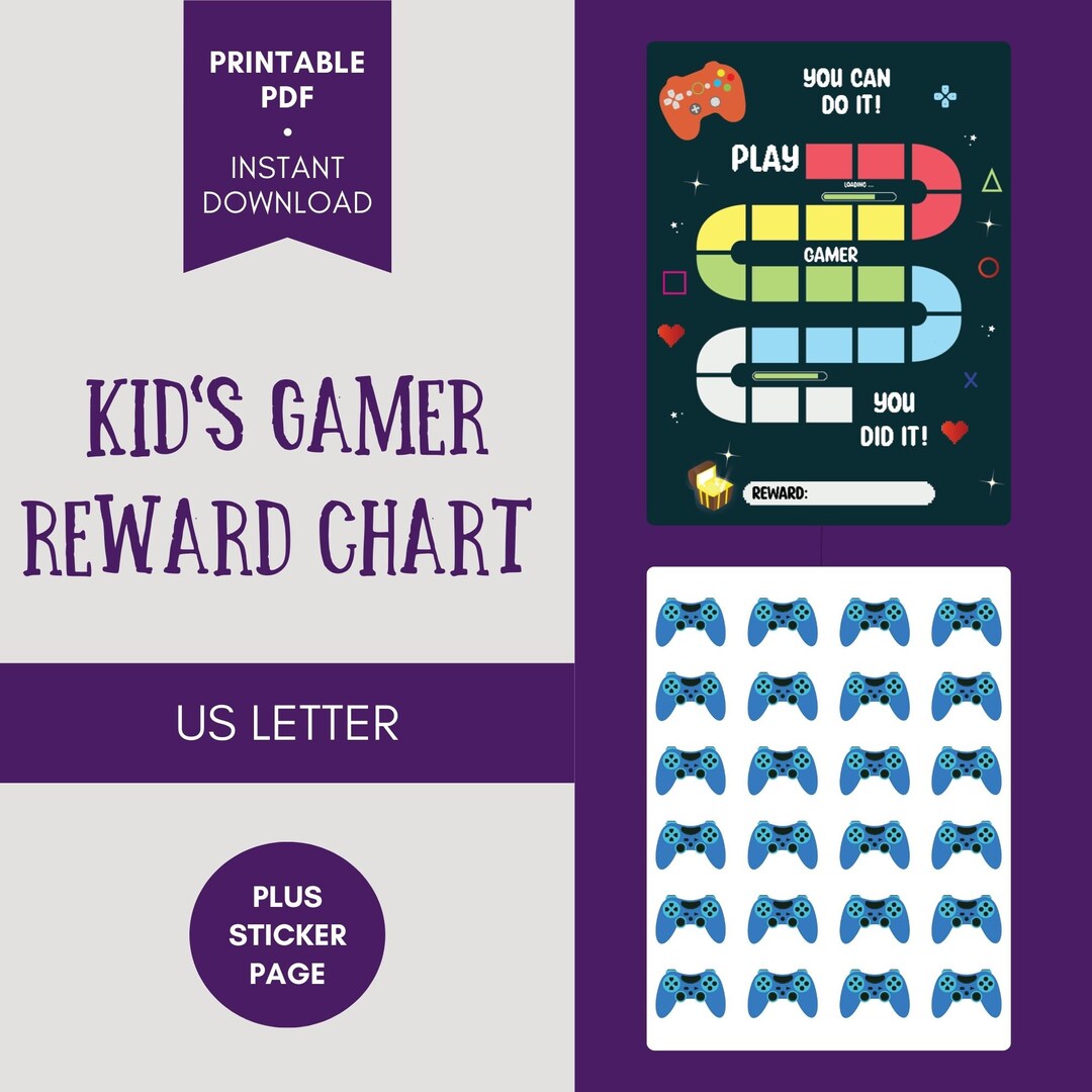 Buy Video Game Reward Chart, Printable Gamer Behavior Chart, Kids Daily ...