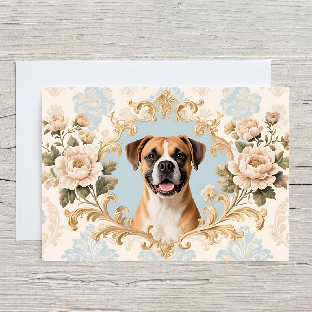 Boxer Stationery, Folded Cards Set, Dog Painting Stationery Set, Thank ...