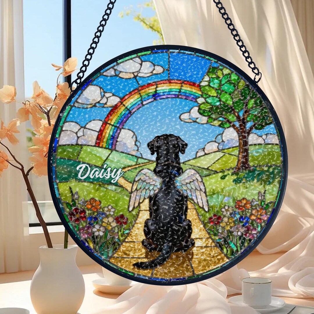 Black Labrador Retriever Stained Glass Suncatcher, Dog Memorial Sun ...