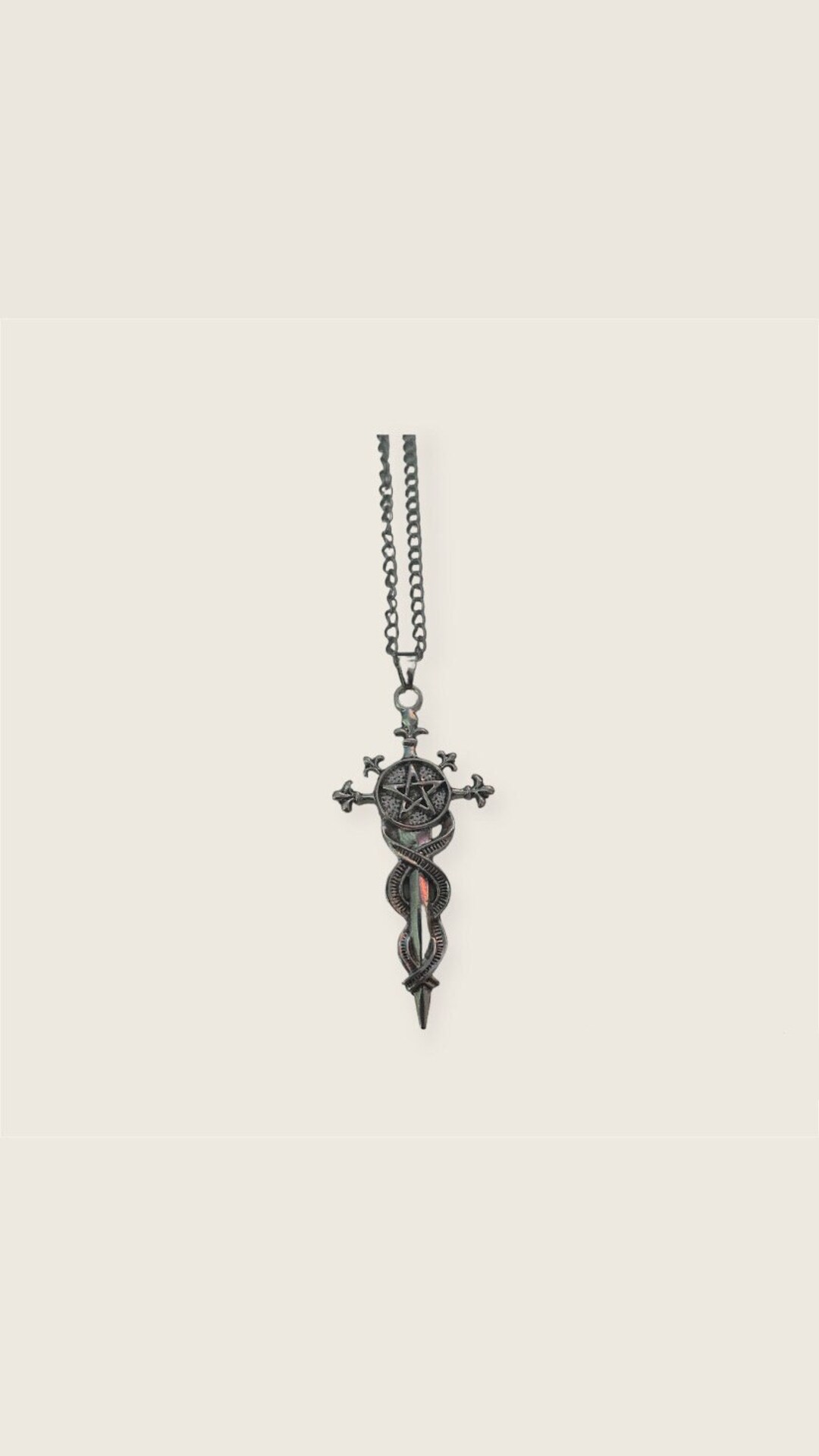 Intertwined Pentagram Sword Necklace gothic, Emo, Aesthetic - Etsy