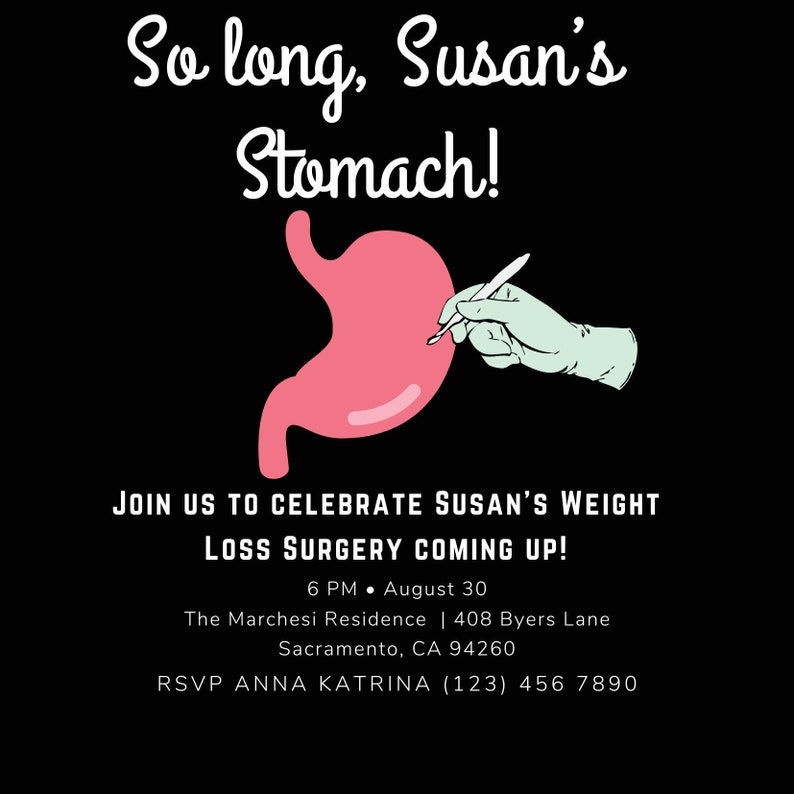 Invitation Surgery Weight Loss Surgery Party Gastric Bypass Gastric ...