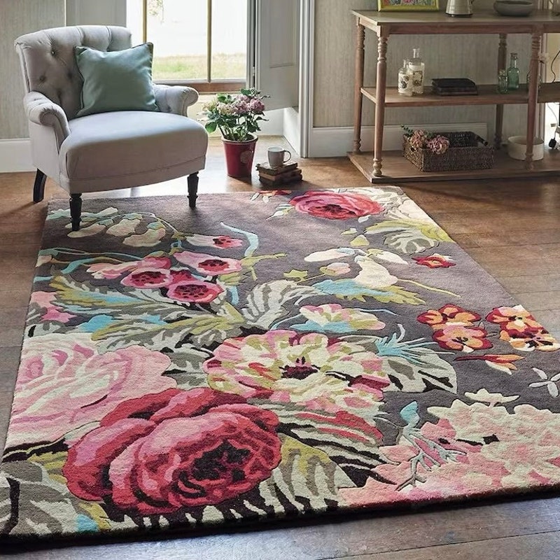 Floral Tufted Rug - Etsy