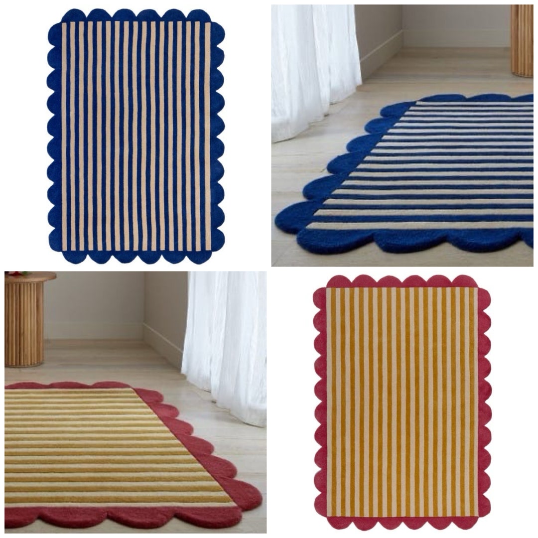 Scallop Hand Tufted Modern Irregular Runner Handmade Rug Abstract Area ...