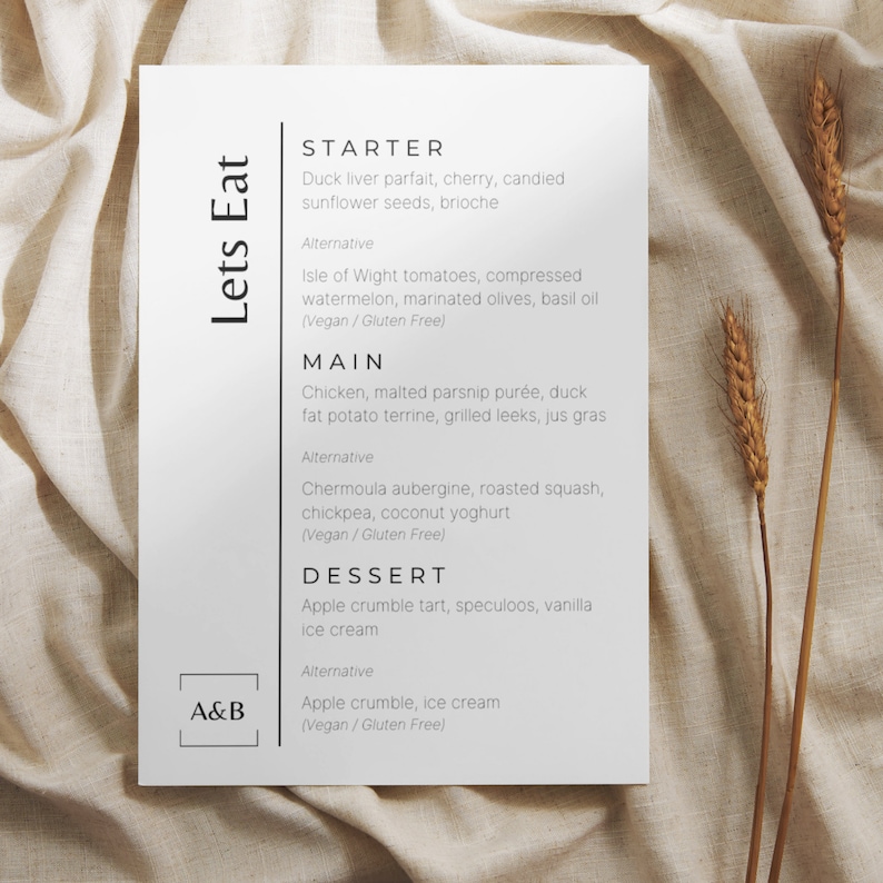Menu Template | A5 | 3 Designs in One | Editable Template | Wedding ...
