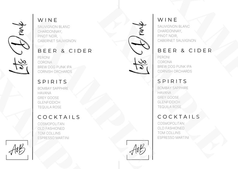 Bar Menu Template | A5 | 3 Designs in One | Editable Template | Drinks ...