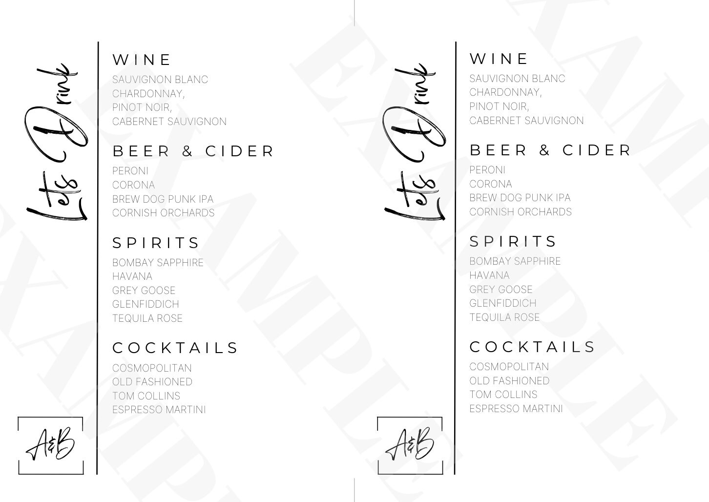 Bar Menu Template | A5 | 3 Designs in One | Editable Template | Drinks ...