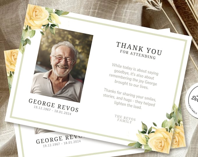 Minimal Funeral Thank You Card Template: Memorial Service (canva File ...