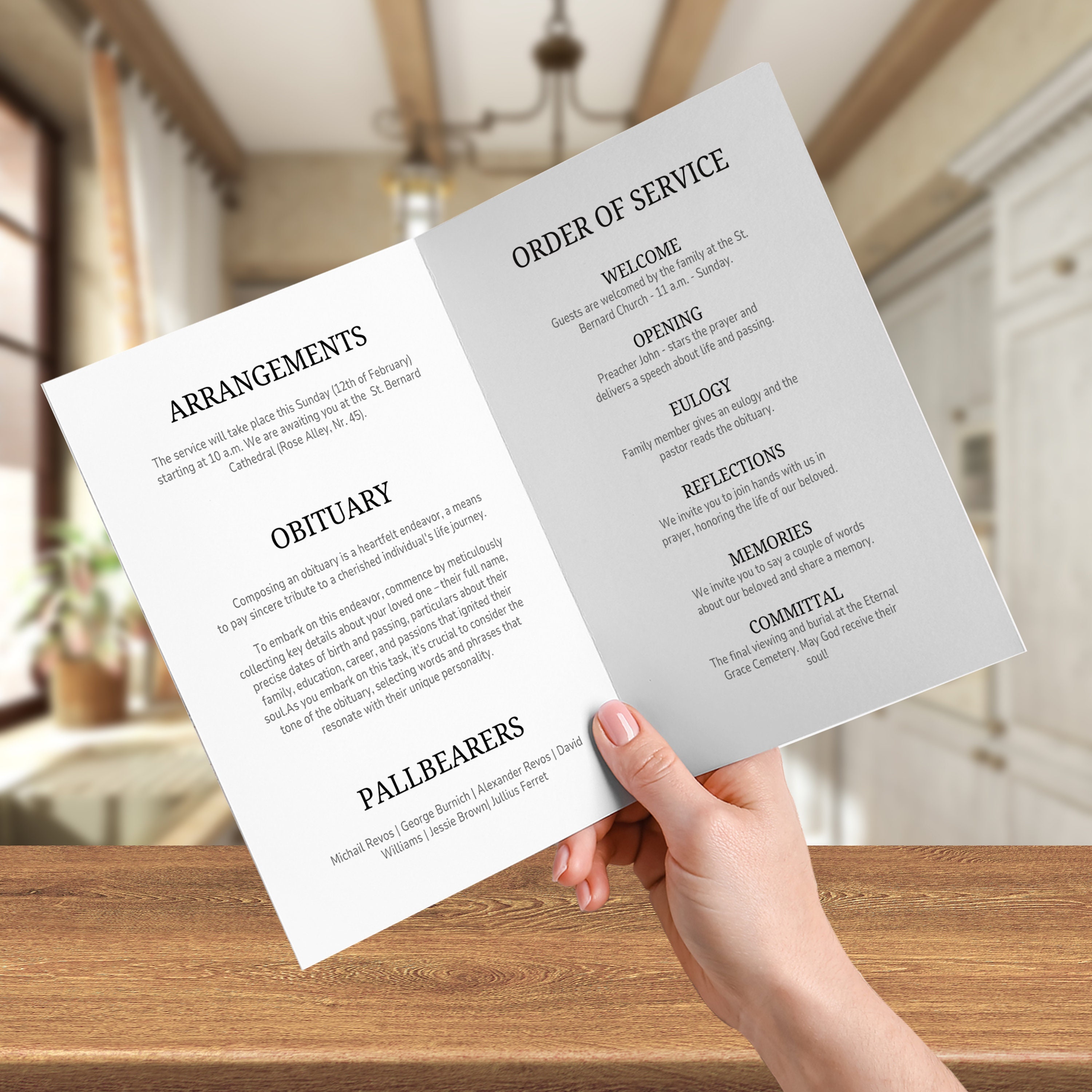 Minimalist Funeral Program Template: Simple Order of Service (digital ...