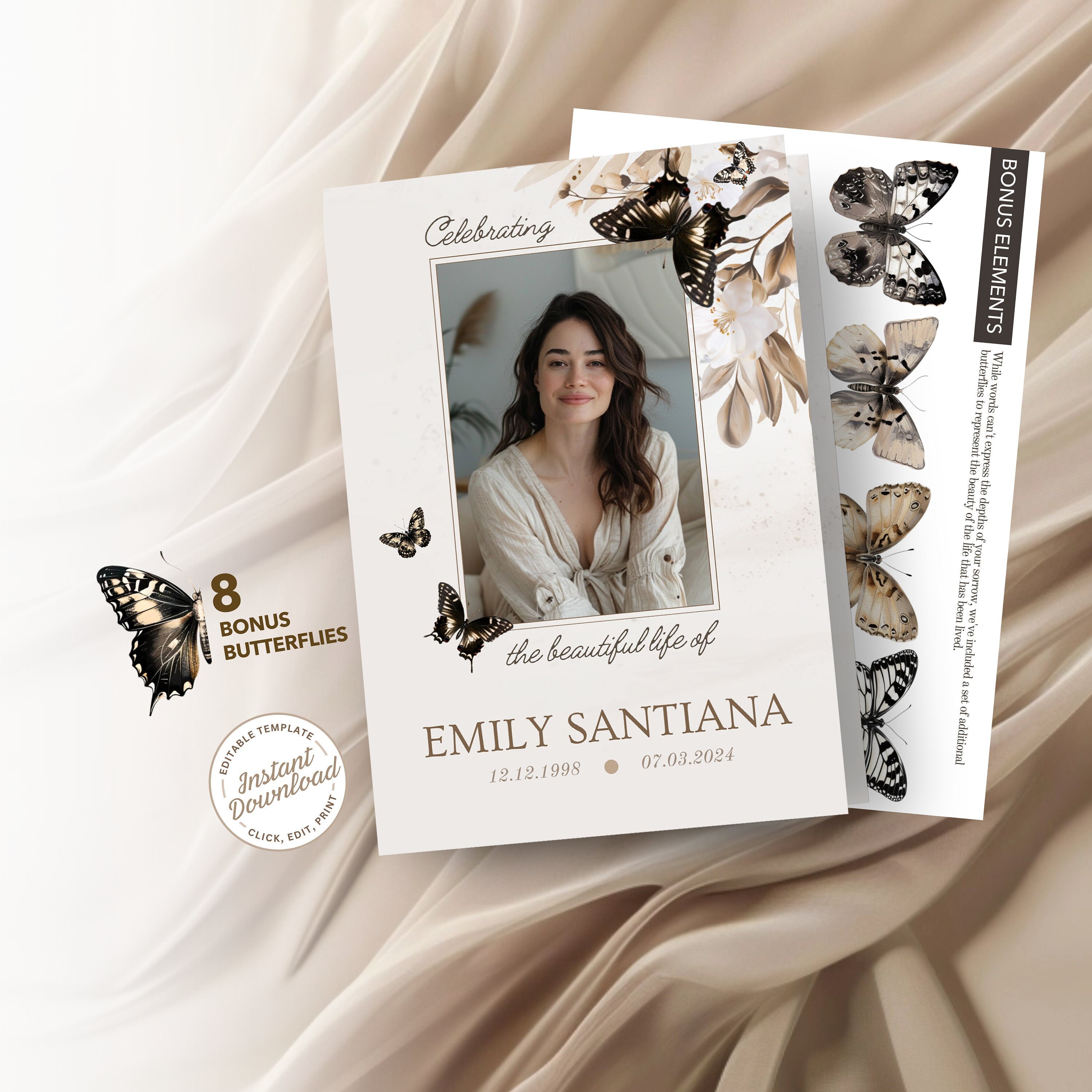 Catholic Funeral Program Template for Celebration of Life Butterfly ...
