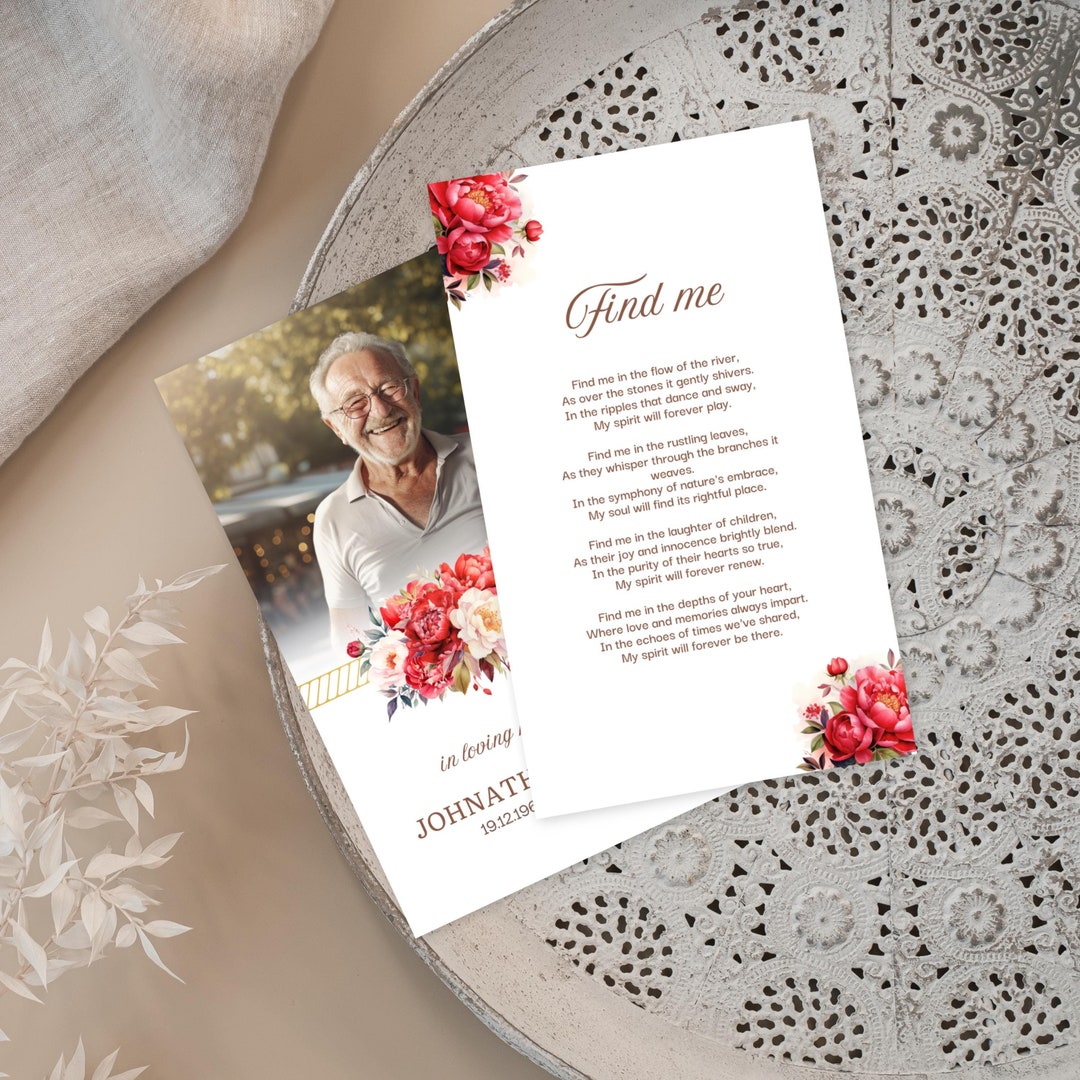 Editable Sympathy Card Template for Celebration of Life Canva Prayer ...