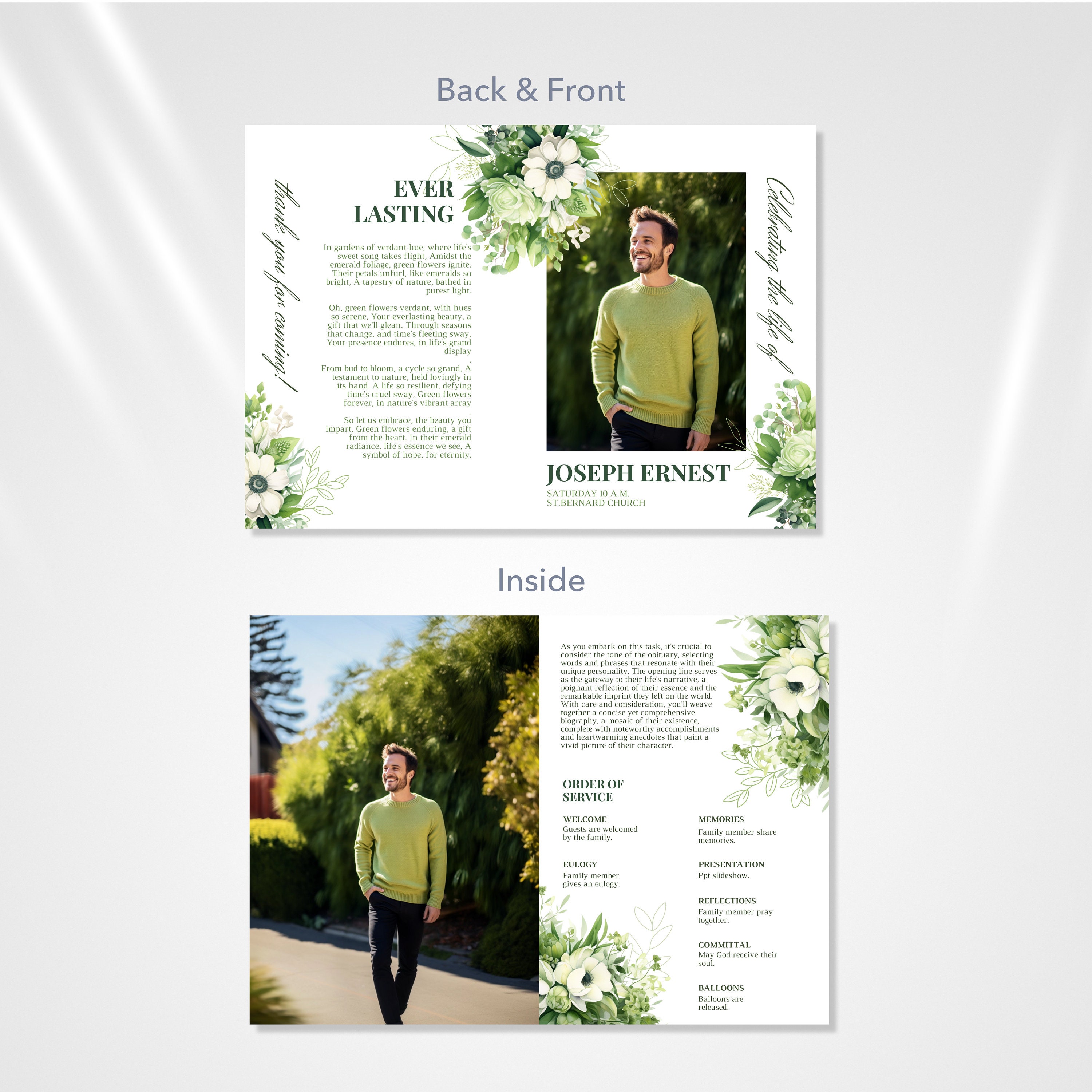 Catholic Funeral Program Template Obituary for Celebration of Life With ...