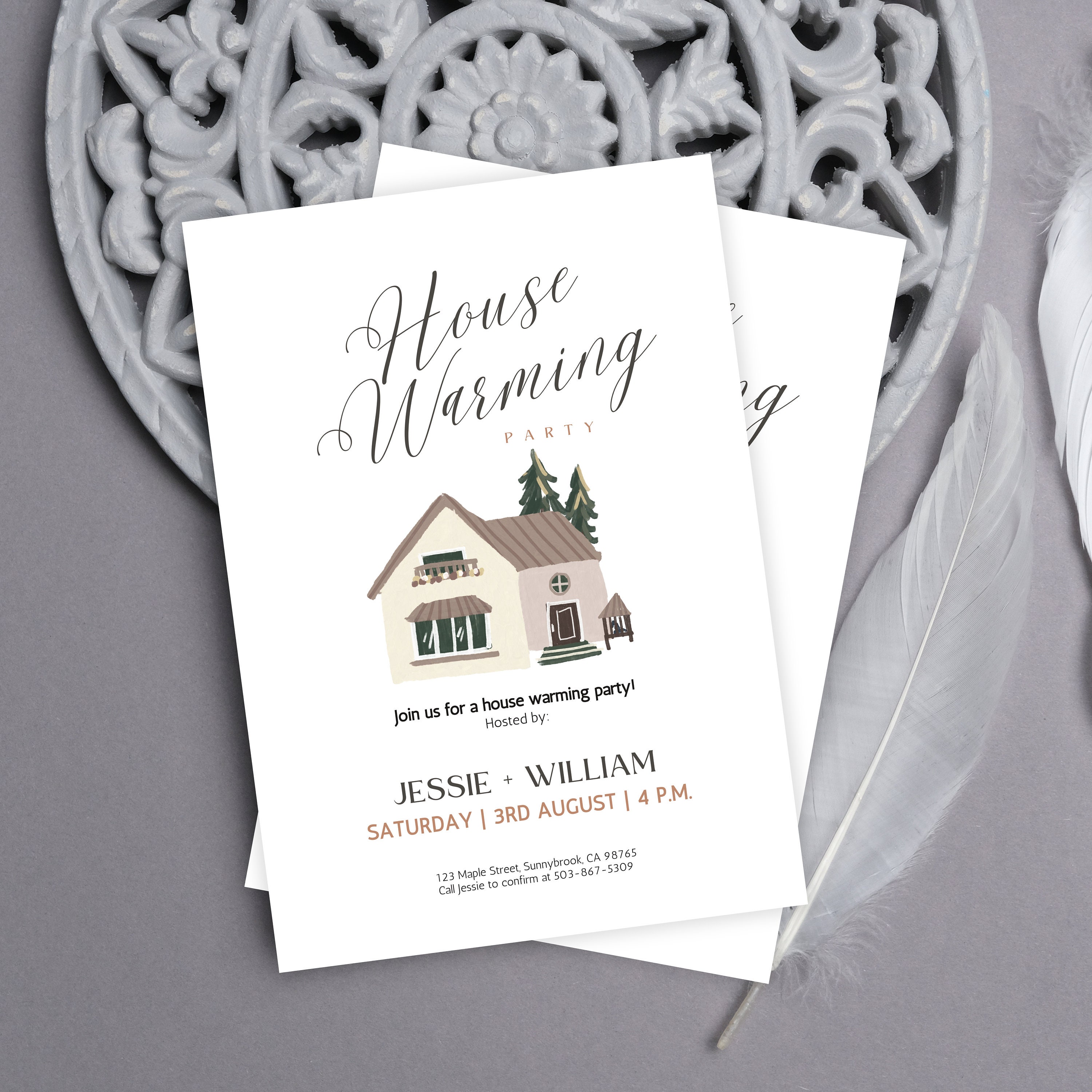 Editable Housewarming Template Invite Minimal Invitation for ...