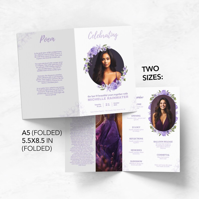 Floral Funeral Program Template, Celebration of Life (digital) - Etsy