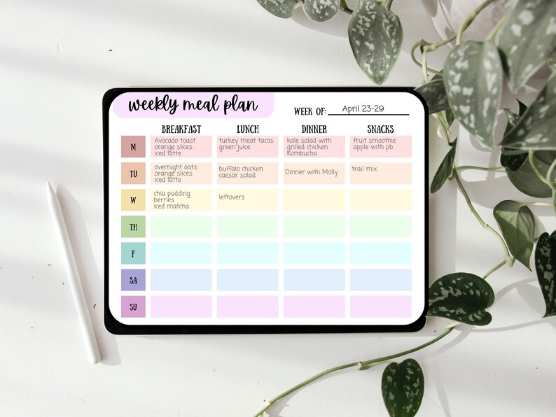 Weekly Meal Planner Printable Template Customizable in Canva Grocery ...