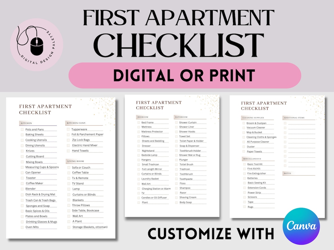 First Apartment Checklist | Apartment Checklist | New Apartment ...