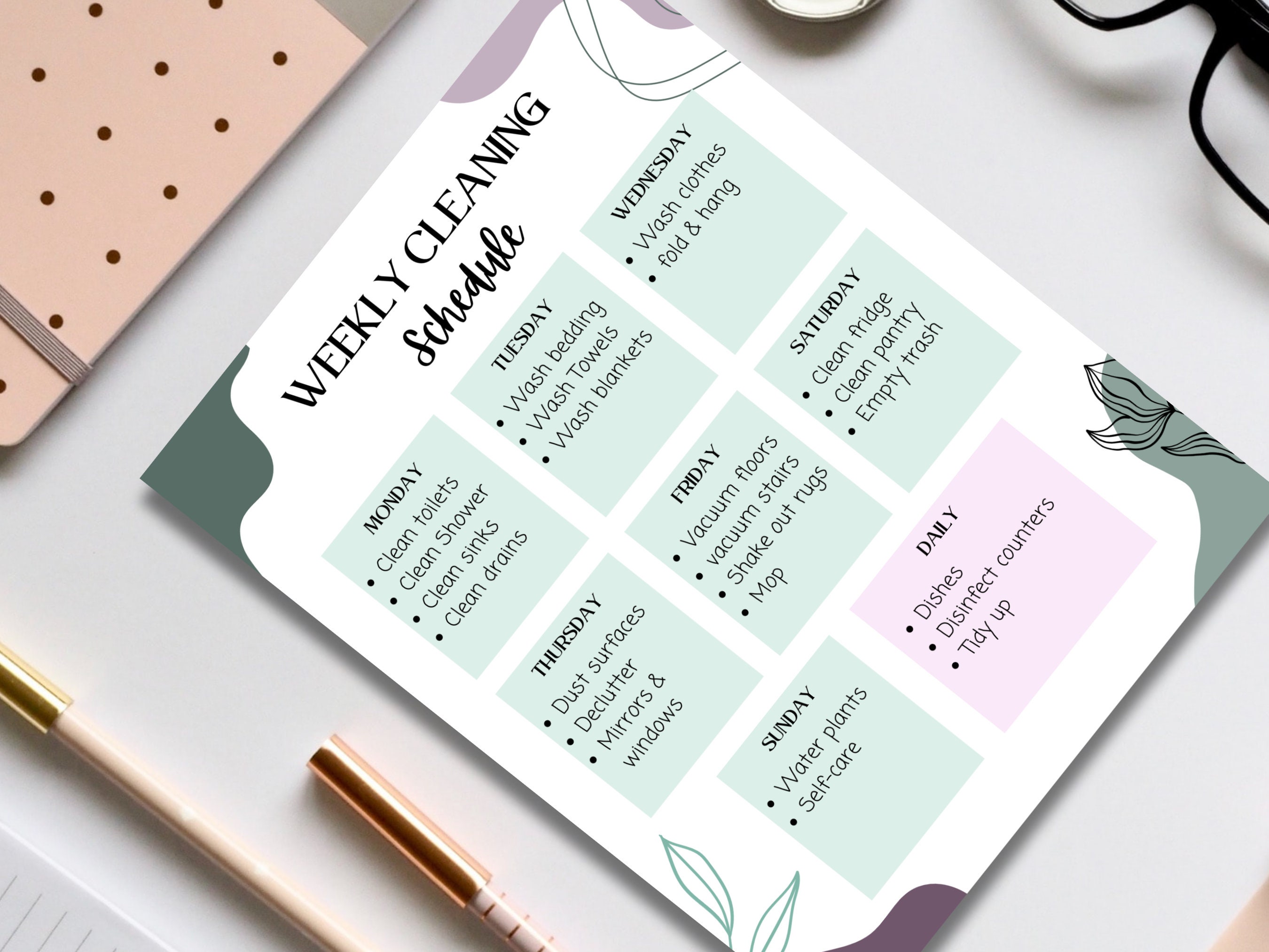 Weekly Cleaning Checklist Weekly Cleaning Schedule Customizable ...