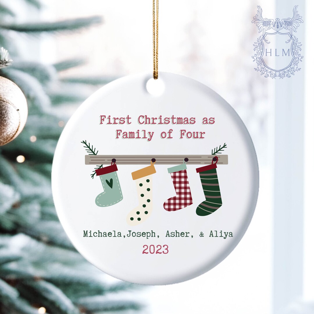 Personalized Family of Four Christmas Ornament, Stockings Ornament Gift ...