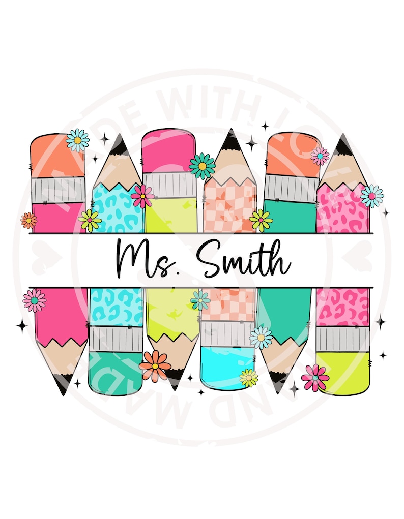 CUSTOM Teacher Name PNG - Bright Colors - Back to School - Custom Name ...
