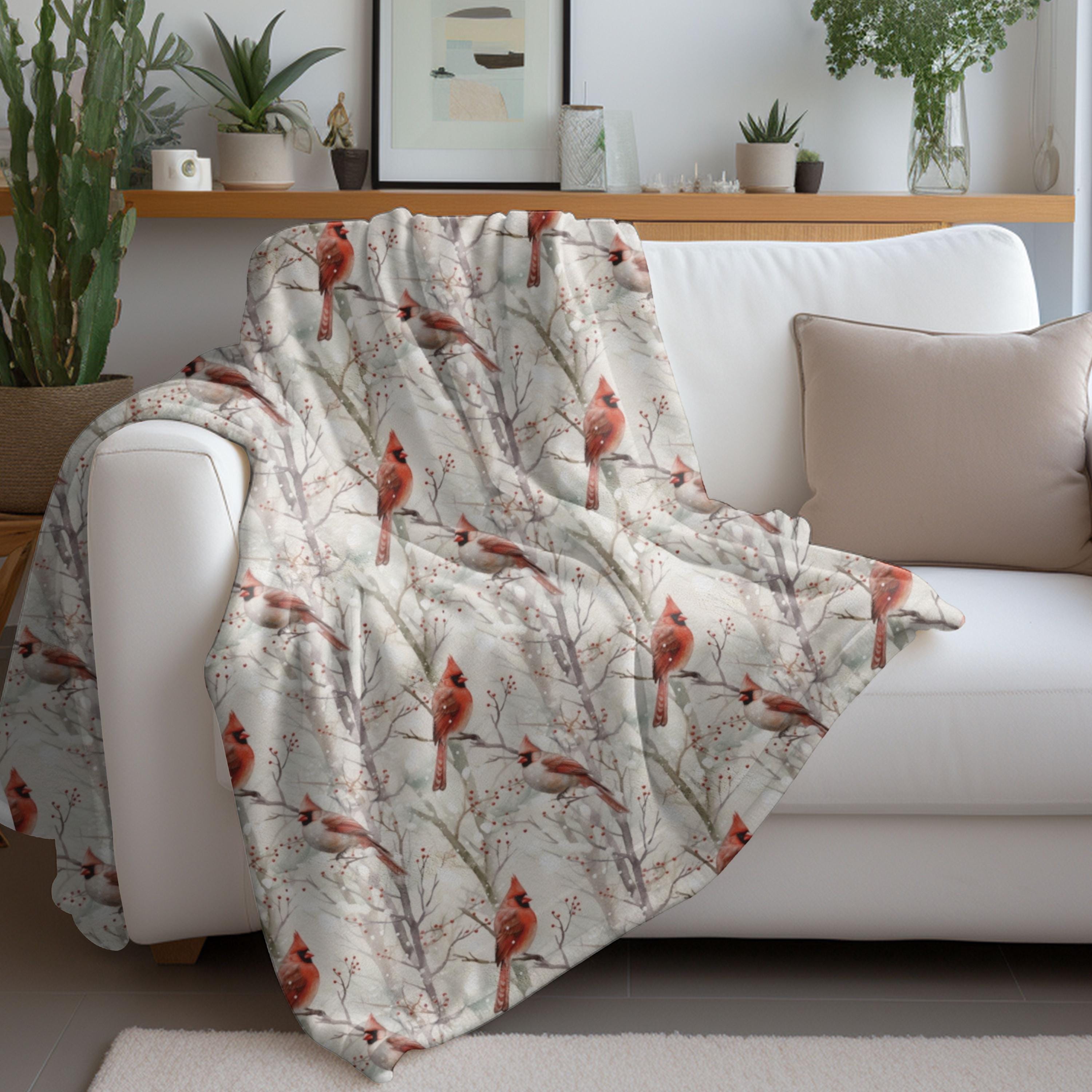 Red Cardinal Christmas Blanket: Cozy Winter Holiday Throw - Etsy