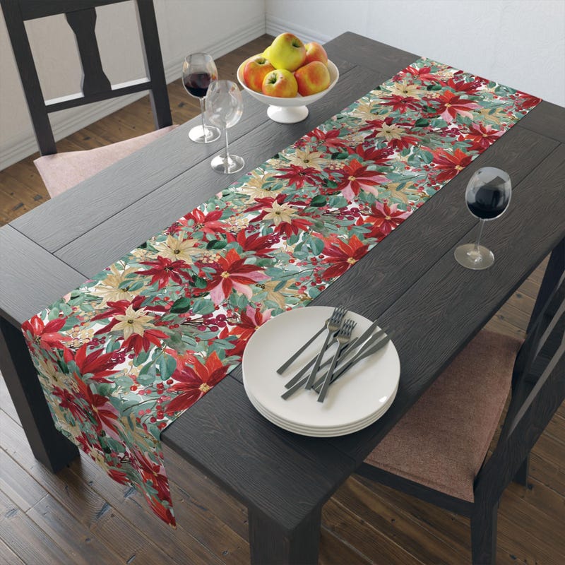 Poinsettia Table Runner - Etsy