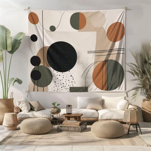 Abstract Geometric Shapes Wall Tapestry, Printed Fabric Wall Hanging ...