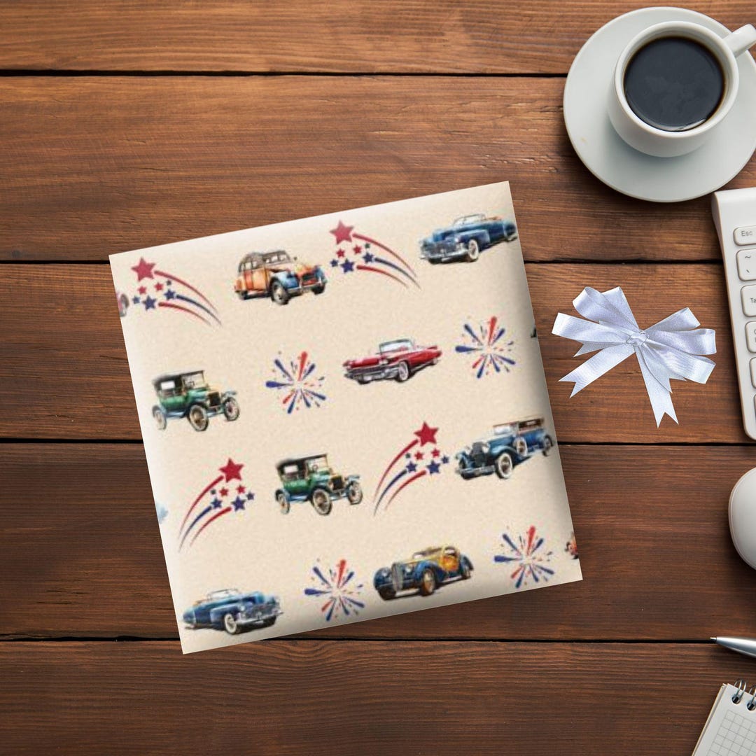 Wrapping Papers, Vintage Car Gift Wrap, Classic Retro Style, Birthday ...