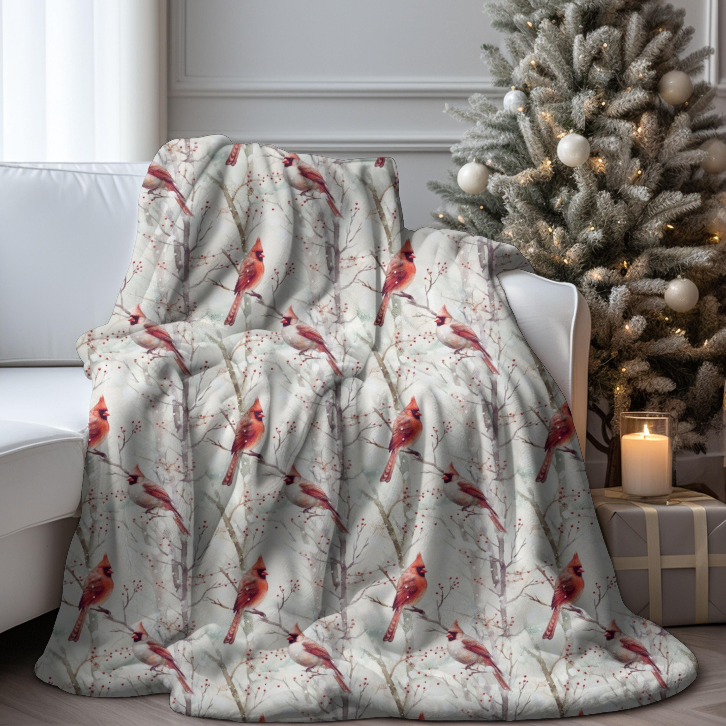 Red Cardinal Christmas Blanket: Cozy Winter Holiday Throw - Etsy