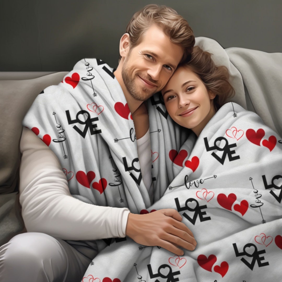 Love and Heart Plush Blanket, Valentine's Day Gift - Etsy