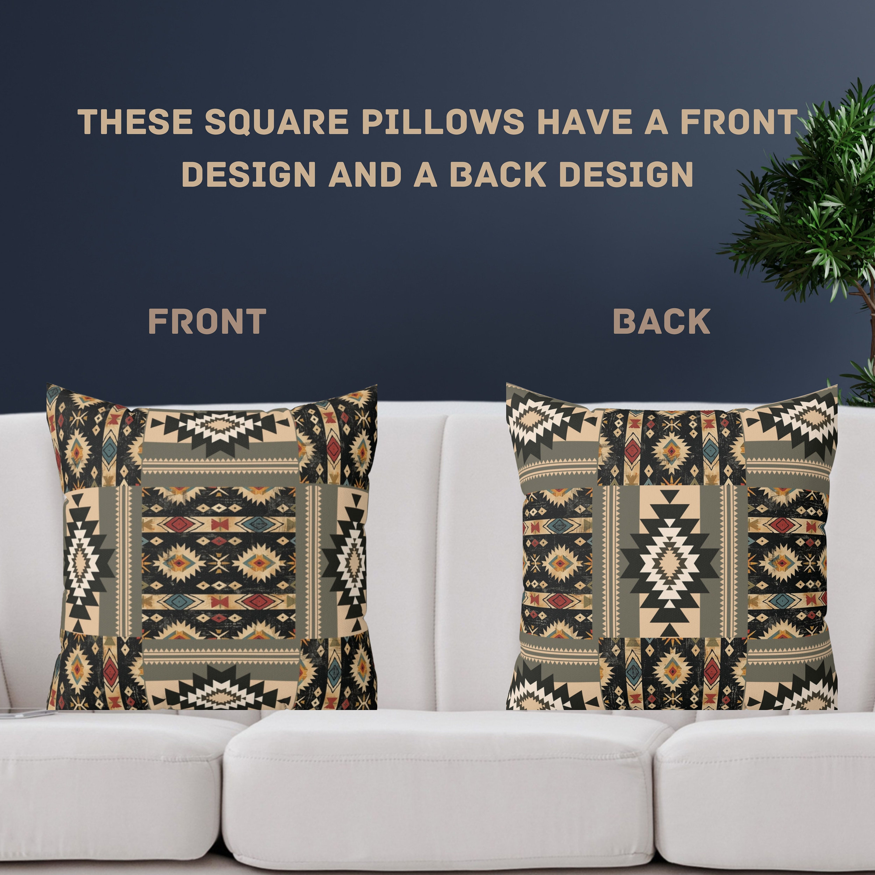 Native American Style Square Throw Pillow: Spun Polyester Decor - Etsy